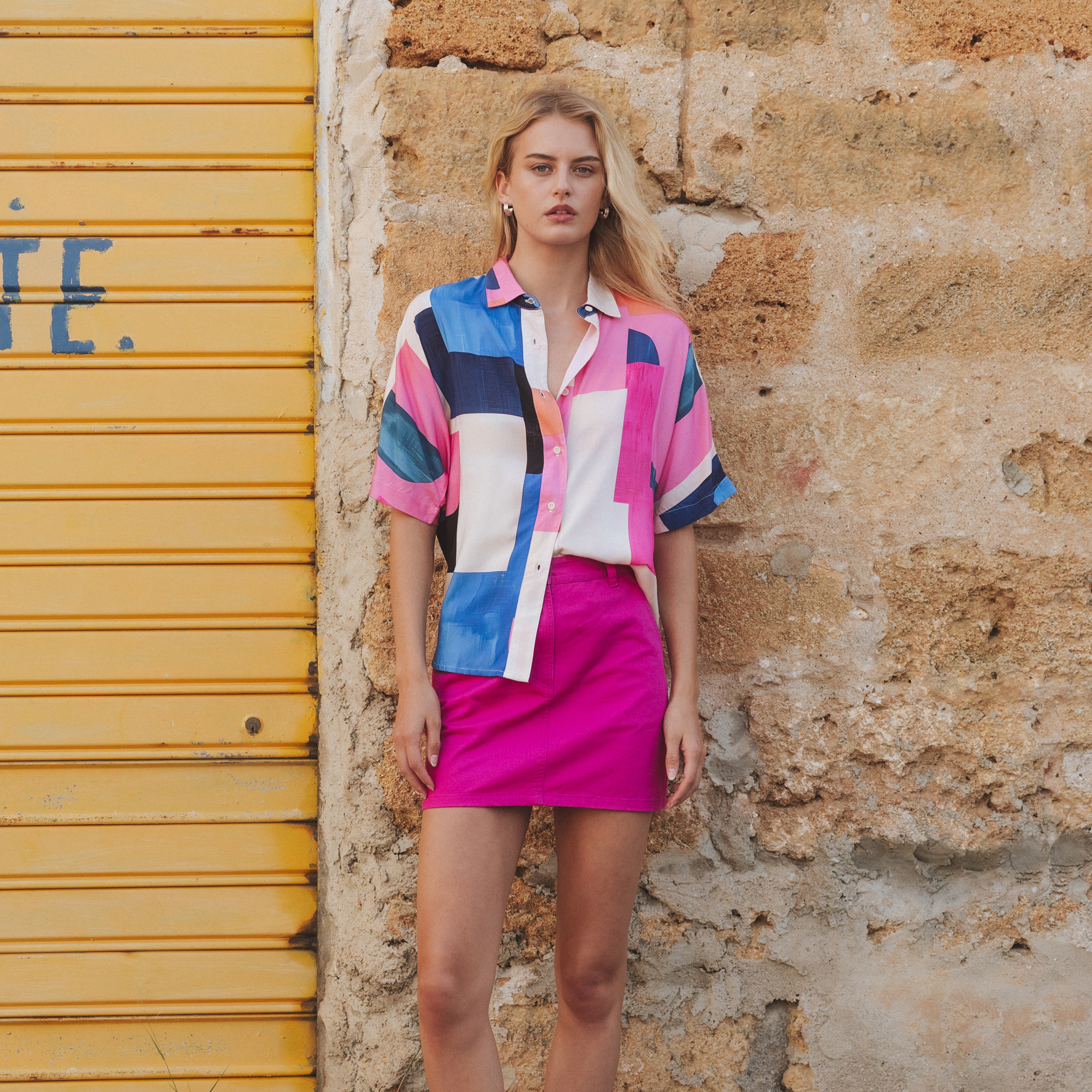 DEDICATED - Shirt Alsvik Abstract Block Multi Color