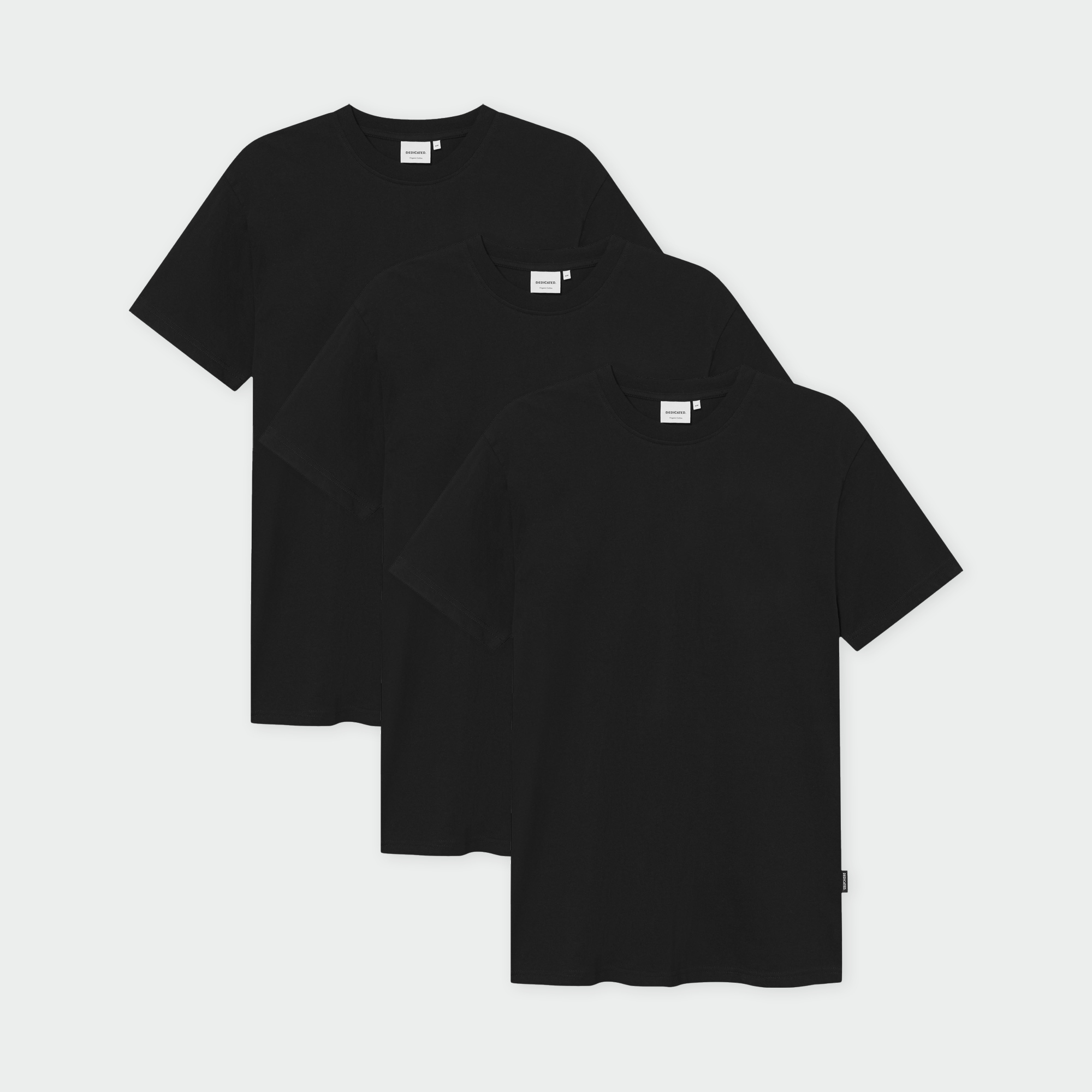 DEDICATED - T-shirt Stockholm Base Black 3-pack