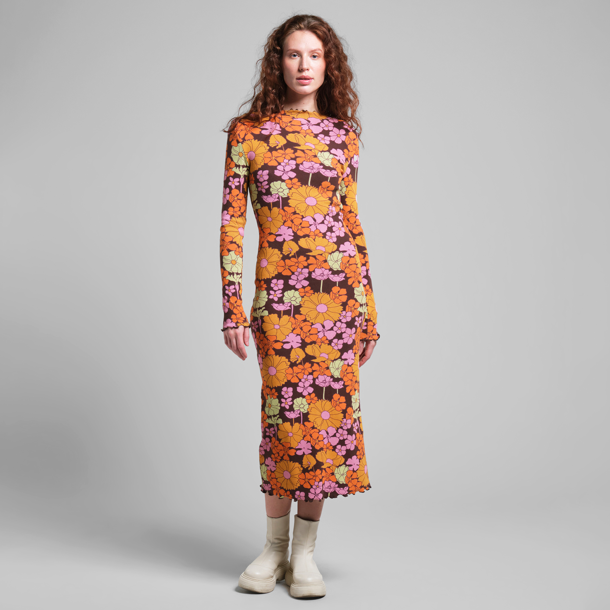 DEDICATED - Rib Dress Lofta Flower Power Multi Color